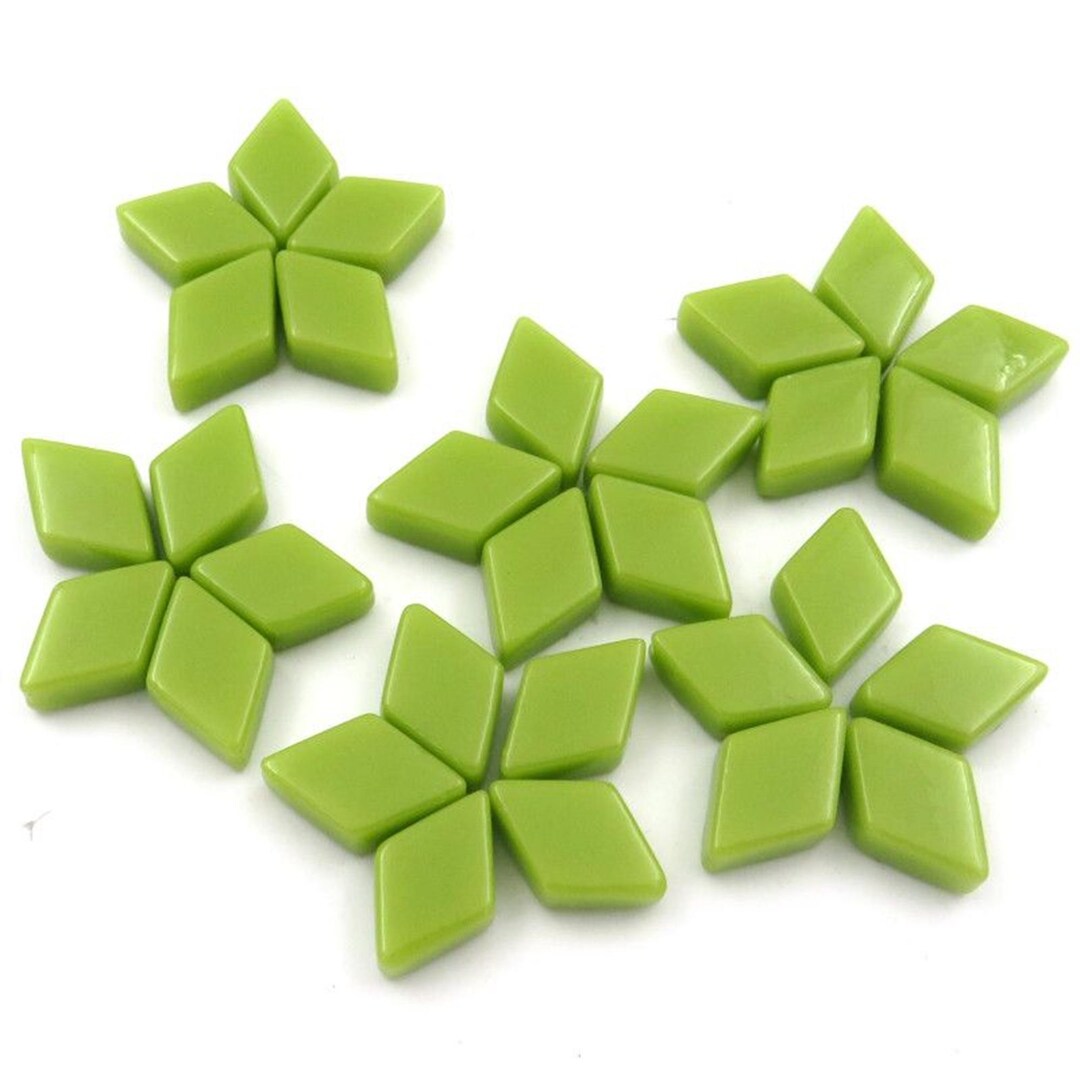 Kiwi Green Diamond Shaped Glass Mosaic Tile Pieces - 25 Tiles - 12 MM X ...