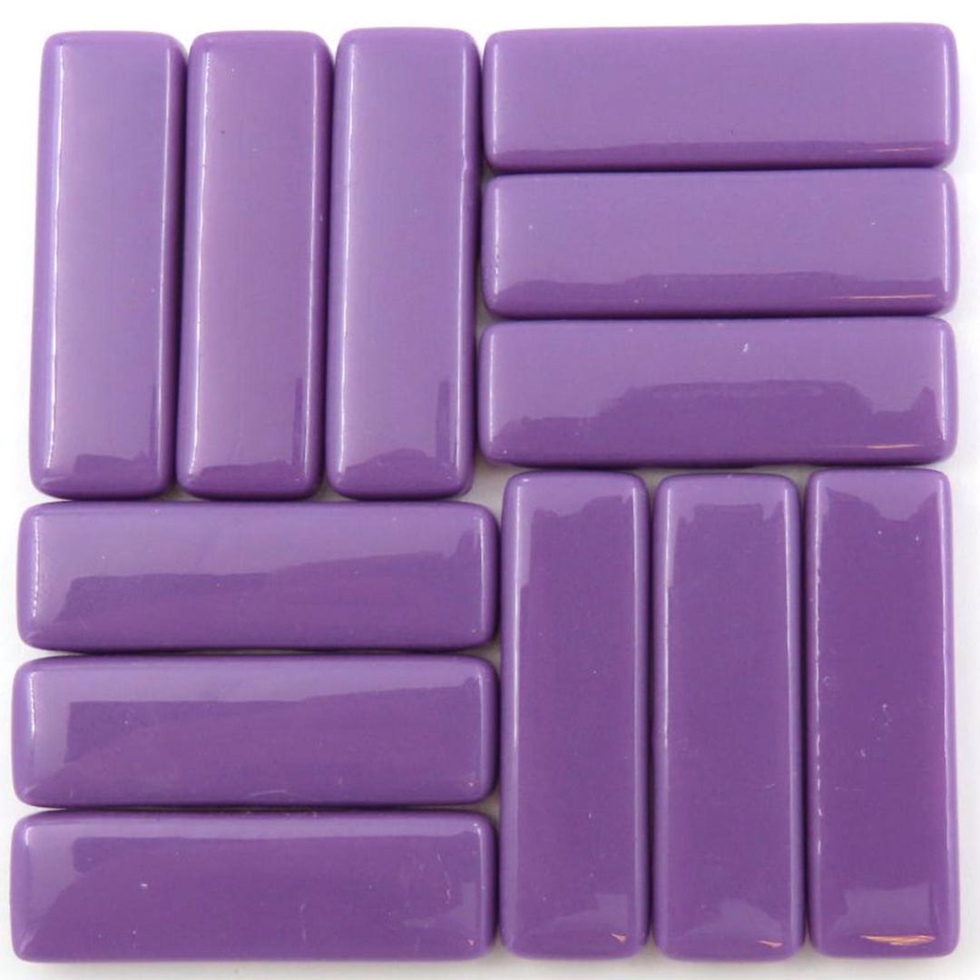 Magenta Purple Rectangle Glass Mosaic Tile Pieces - 18 Tiles - 38 Mm × ...