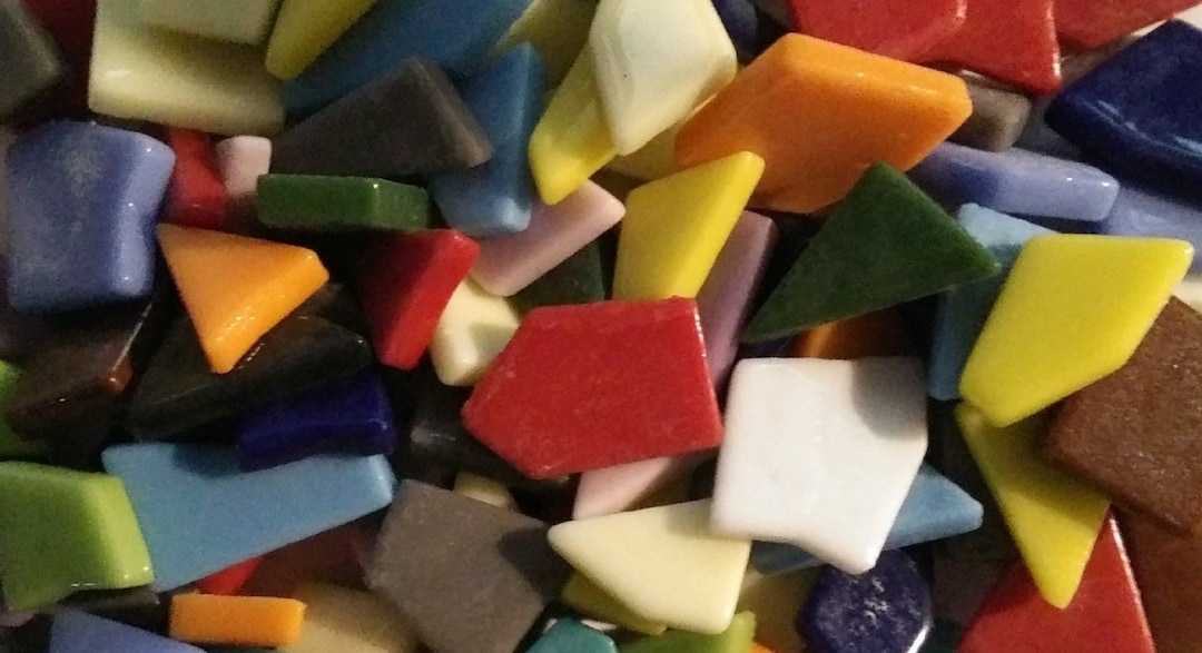 50 Tiles Jigsaw Odd Cut Shapes Glass Mosaic Tile Pieces - Mixed Colors ...