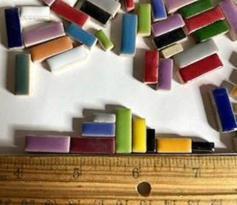 Ceramic Rectangle Mosaic Tile Pieces - 100 Tiles - Mixed Colors - Mixed ...
