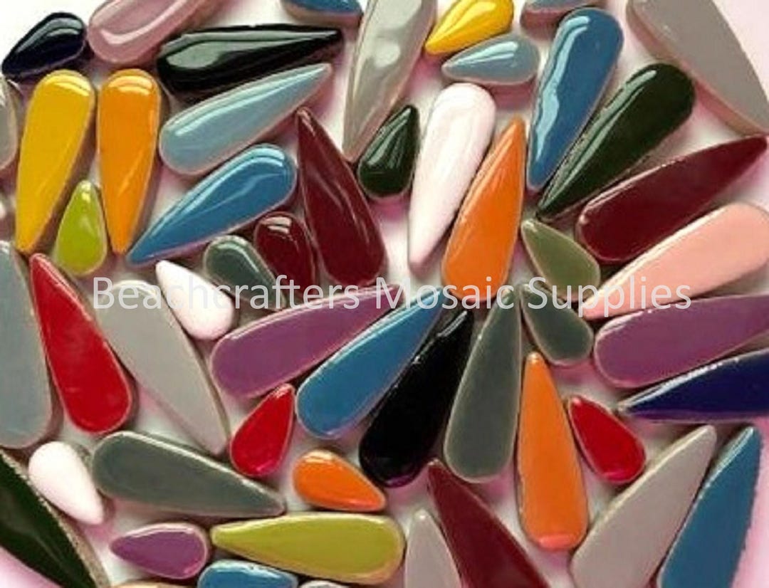 Teardrop Petals Ceramic Mosaic Tiles - 50 Tiles - Mixed Colors - Mixed ...