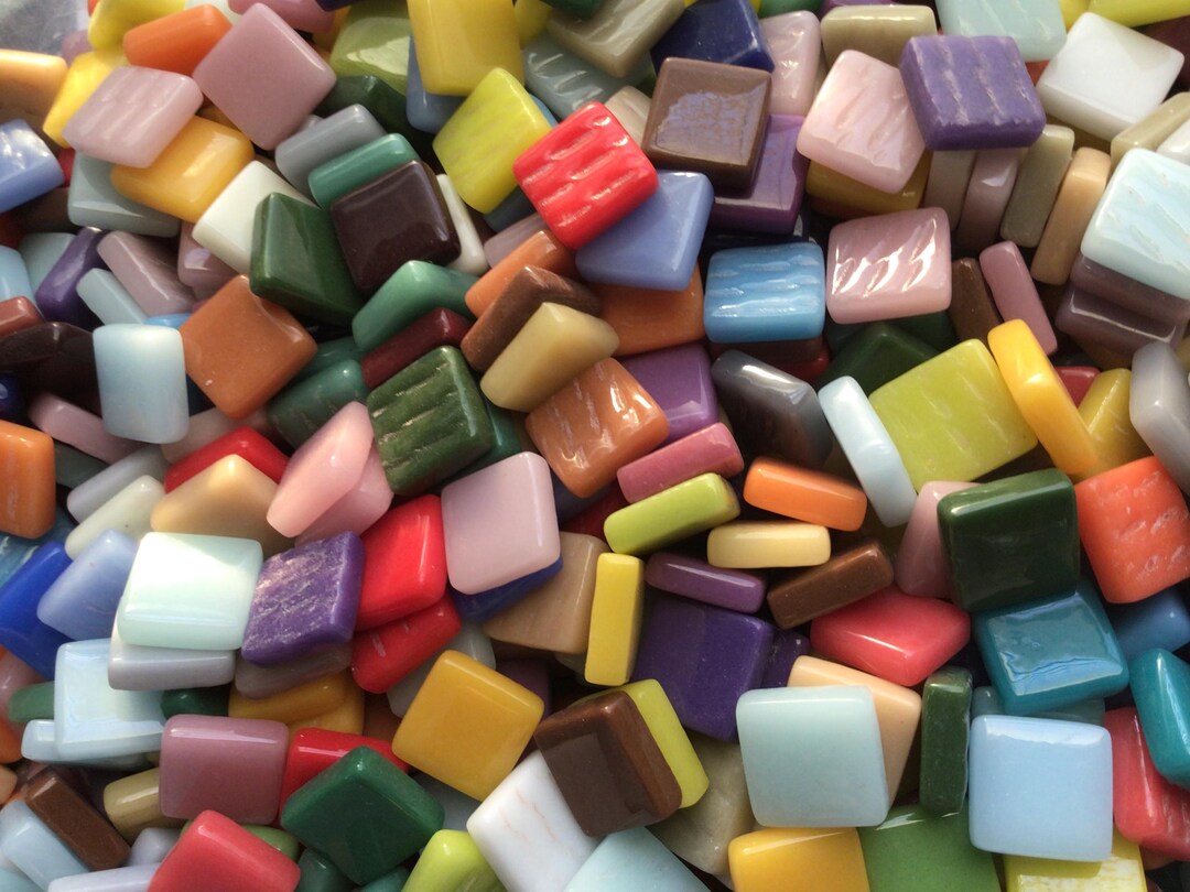 Square Mosaic Recycled Glass Tile Pieces - 100 Tiles - 12 Mm X 4 Mm ...