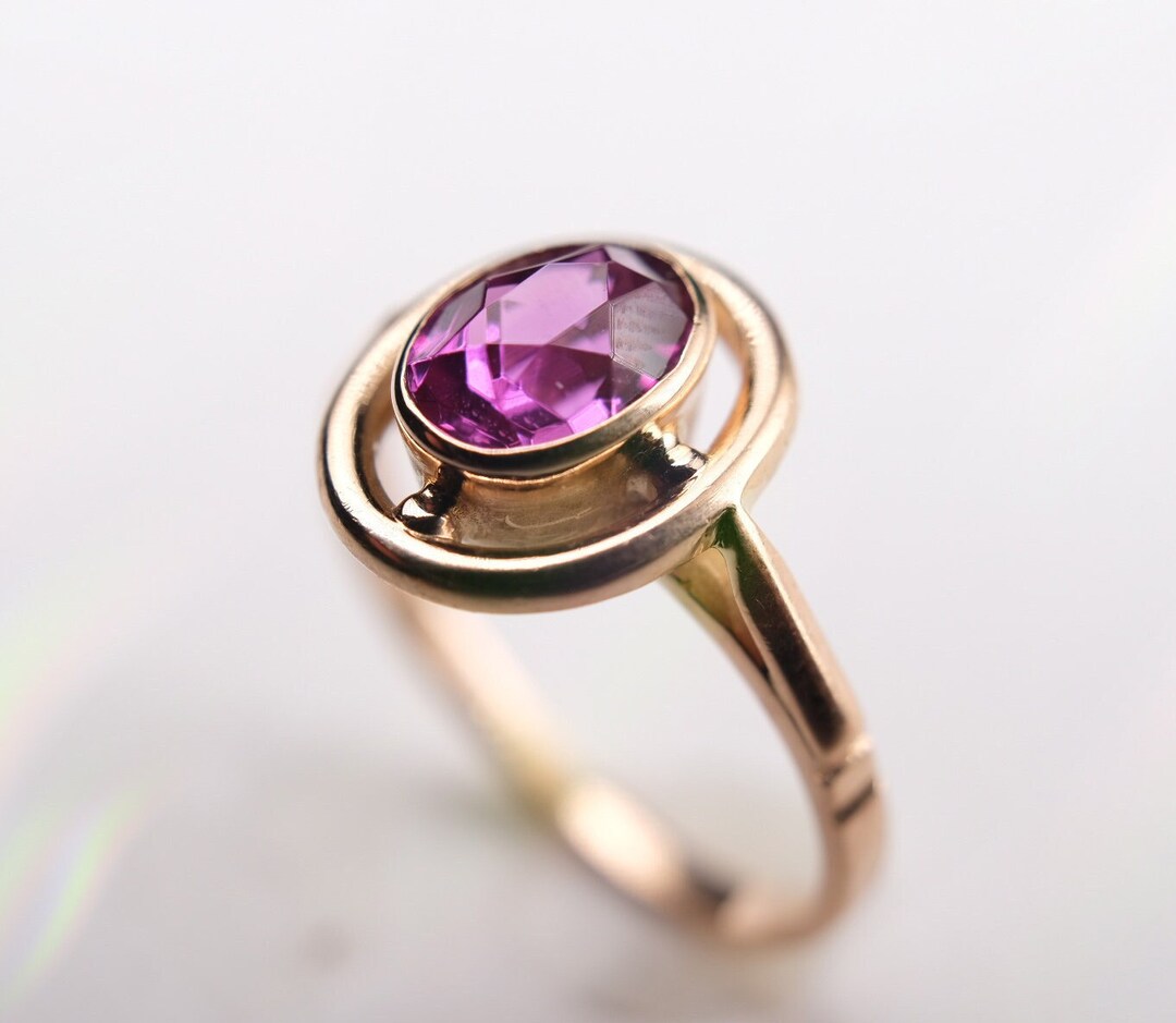 Soviet Pink Sapphire Ring | 583 Rose Gold | 14k Solid Gold | Antique ...
