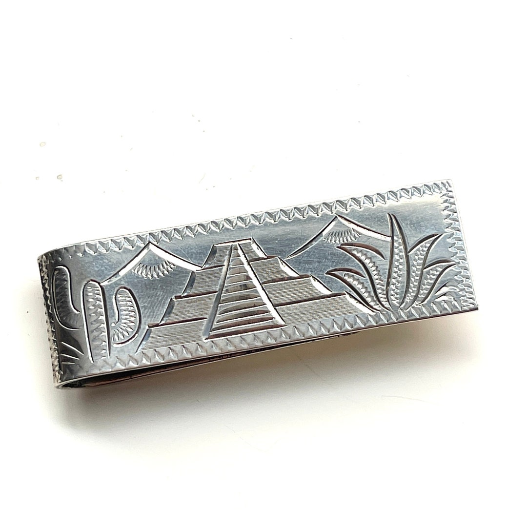 Sterling Silver Mexican Money Clip | Chichen Itza Mayan | Hand Engraved ...