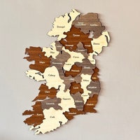 Wooden Ireland Map Wall Art With Pins Dublin Travel Souvenir 3D Home ...