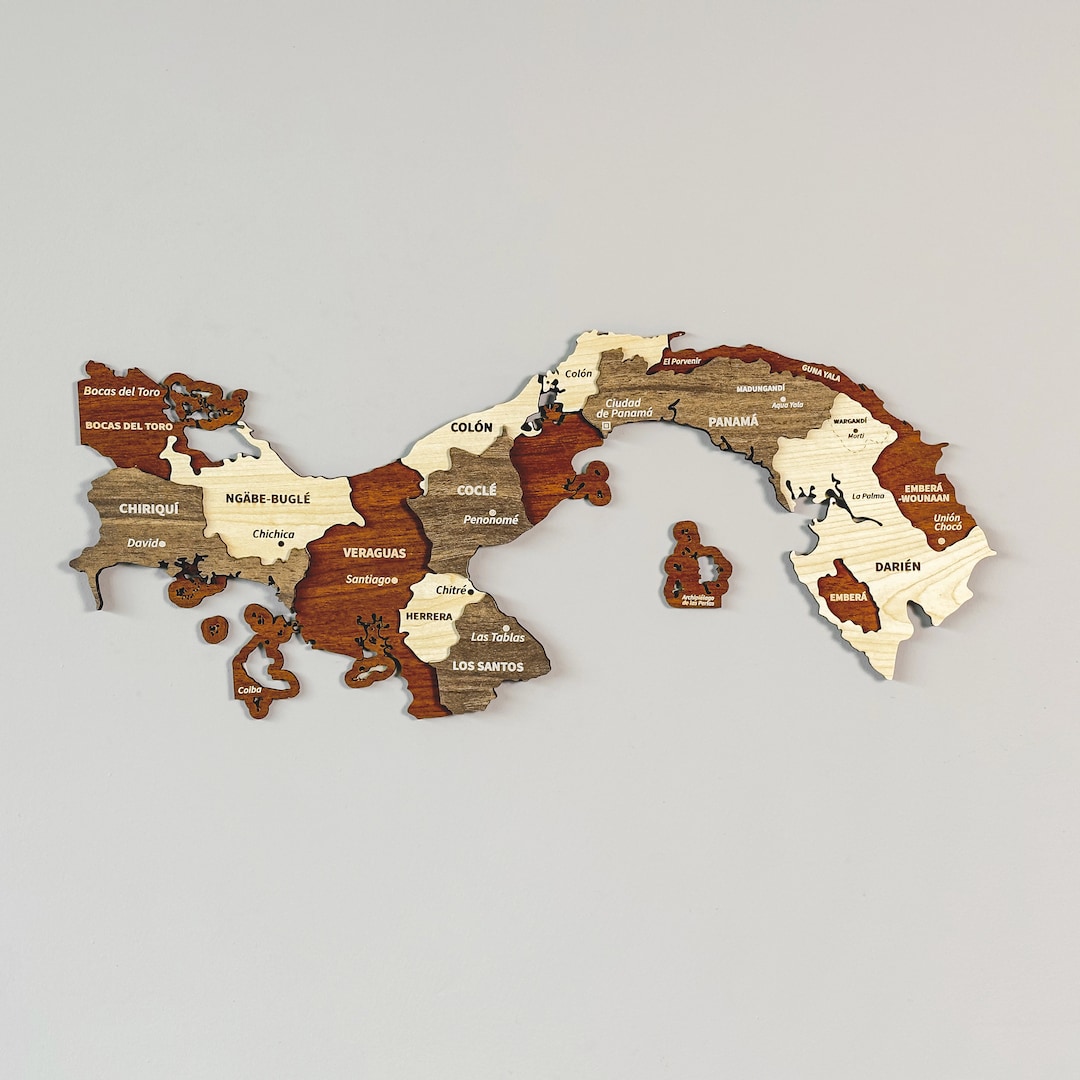 Wooden Panama Map Wall Art With Pins Central America Travel Souvenir 3D ...