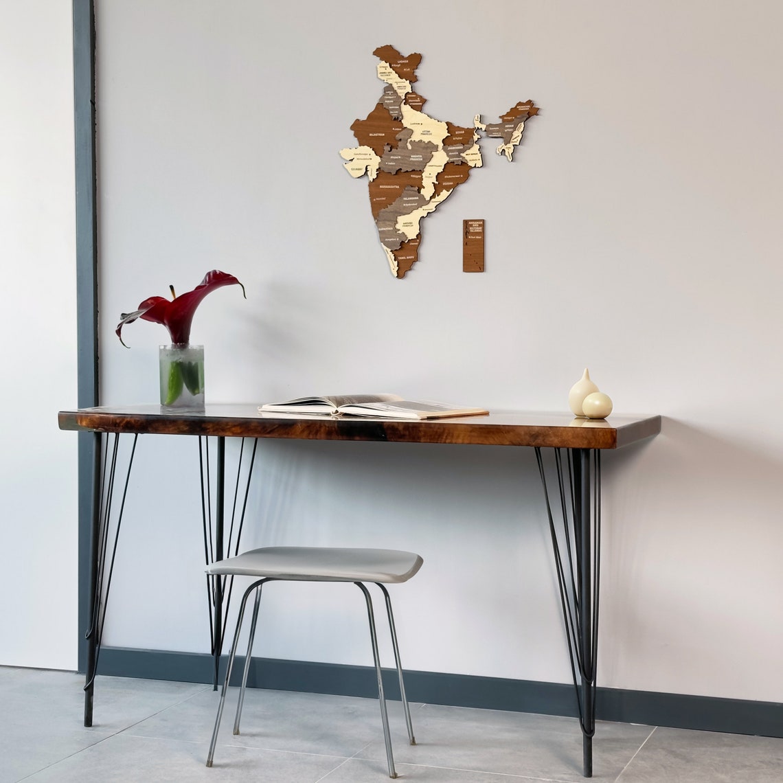 Wooden India Map Wall Art With Pins New Delhi Travel Souvenir 3D Home ...