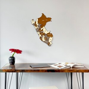 Wooden Peru Map Wall Art With Pins Lima Travel Souvenir 3D Home Office ...