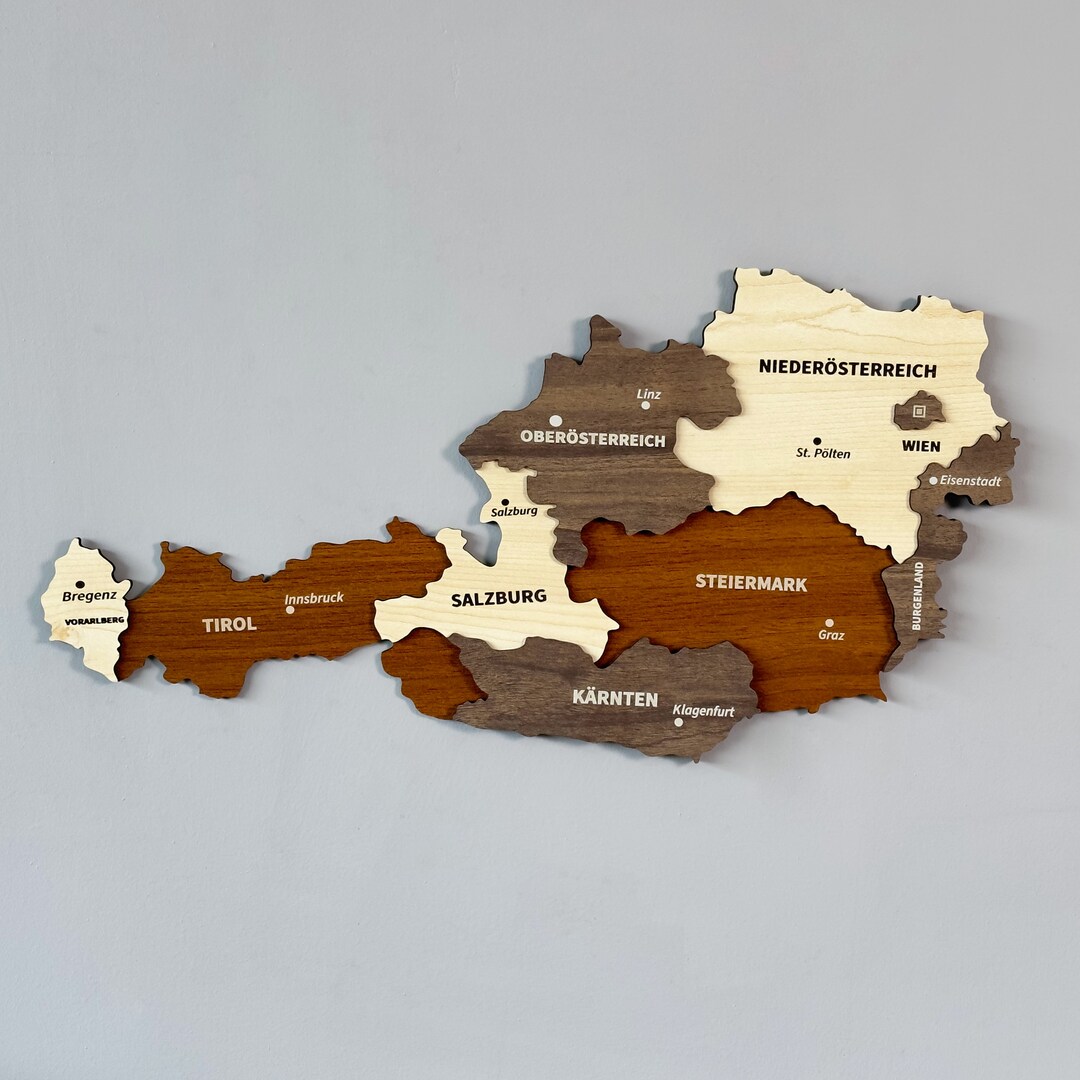 Wooden Austria Map Wall Art With Pins Vienna Travel Souvenir 3D Home ...