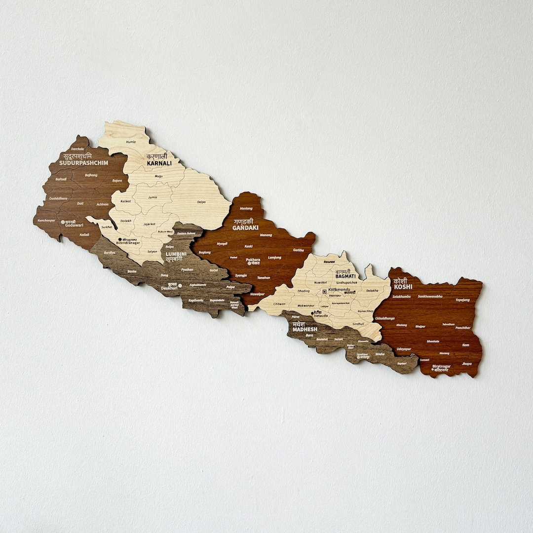 Wooden Nepal Map Wall Art With Pins Kathmandu Travel Souvenir 3D Home ...