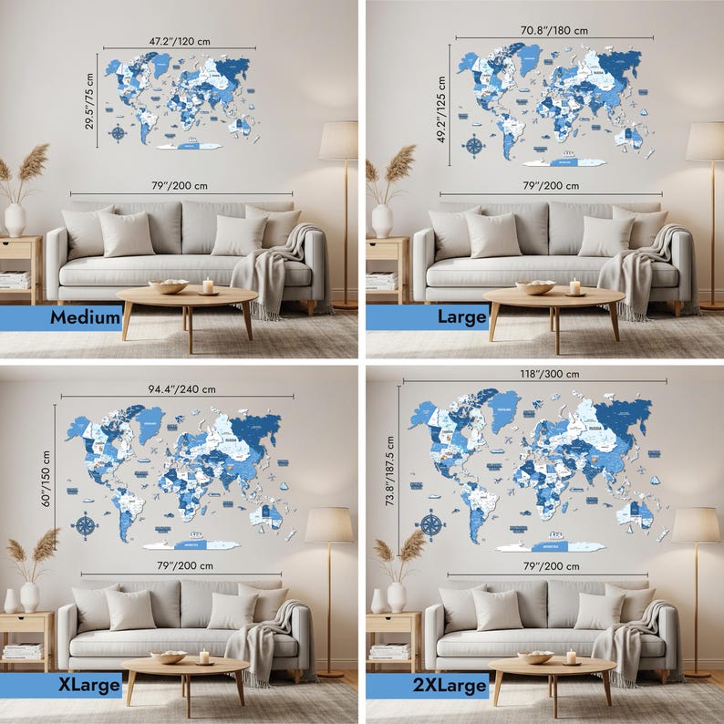 Wooden World Map Wall Art Push Pin Travel Tracker Colorful Wall Decor ...