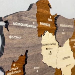Wooden Poland Map Wall Art With Pins Warsaw Travel Souvenir 3D Home ...