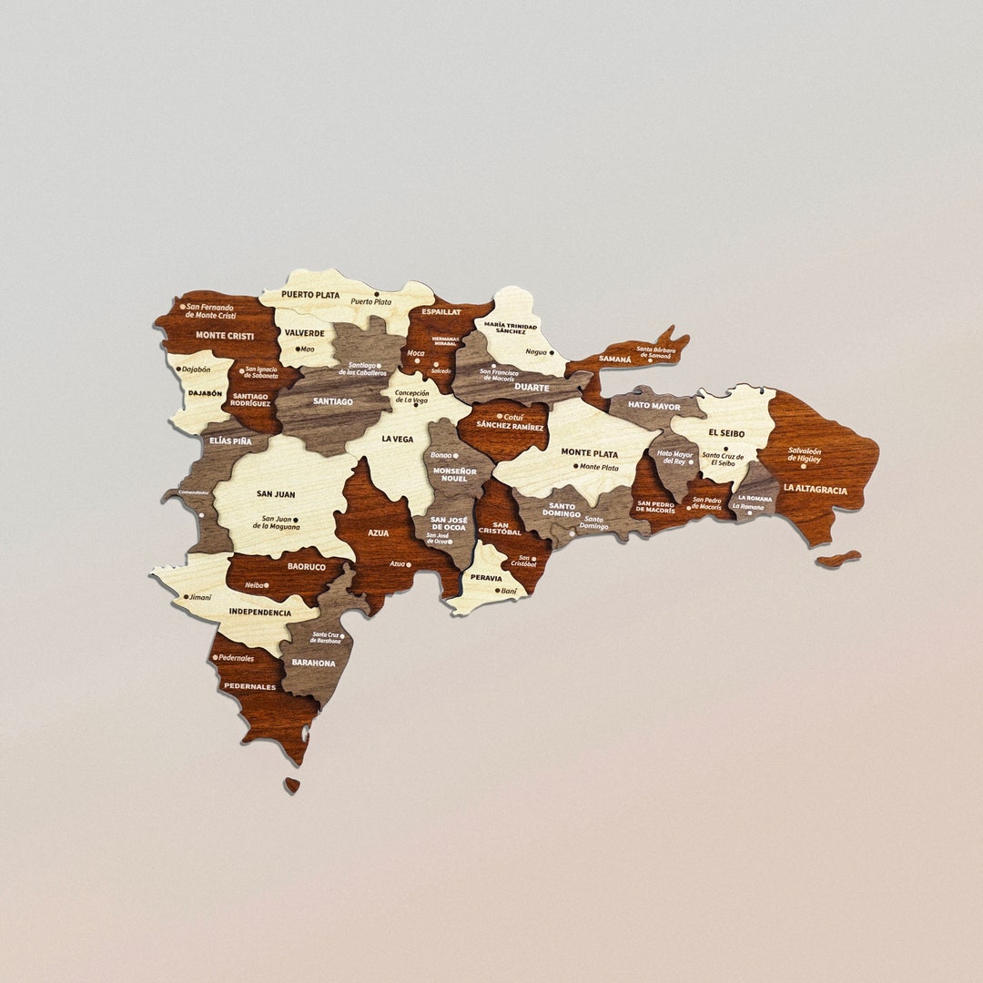Wooden Dominican Republic Map Wall Art With Pins Santo Domingo Travel ...