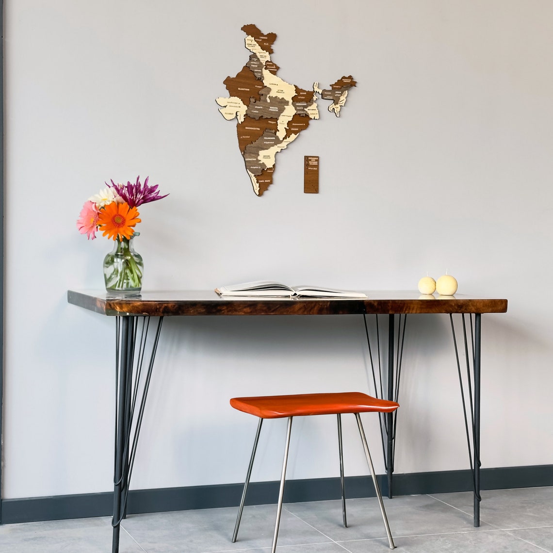 Wooden India Map Wall Art With Pins New Delhi Travel Souvenir 3D Home ...