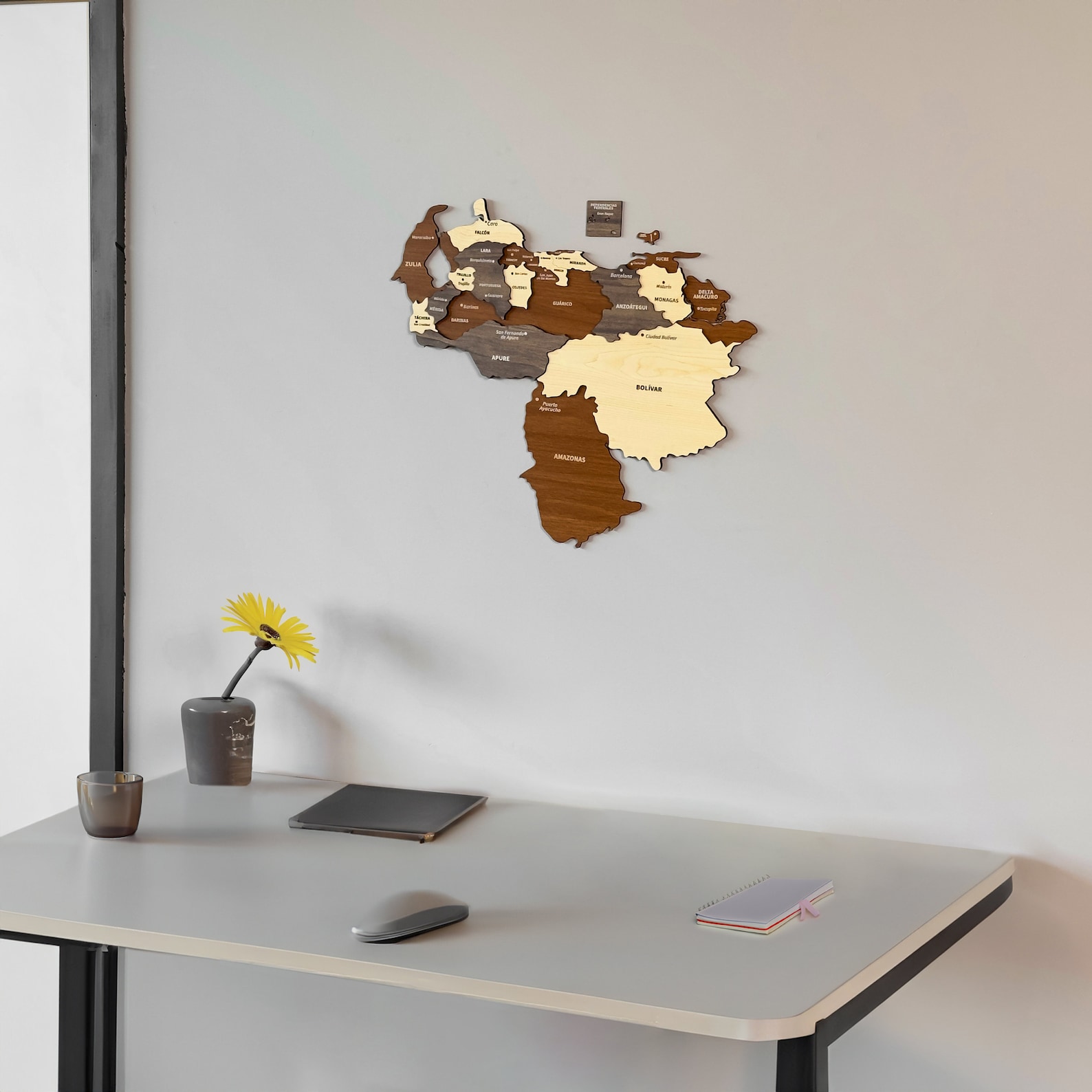 Wooden Venezuela Map Wall Art With Pins Caracas Travel Souvenir 3D Home ...