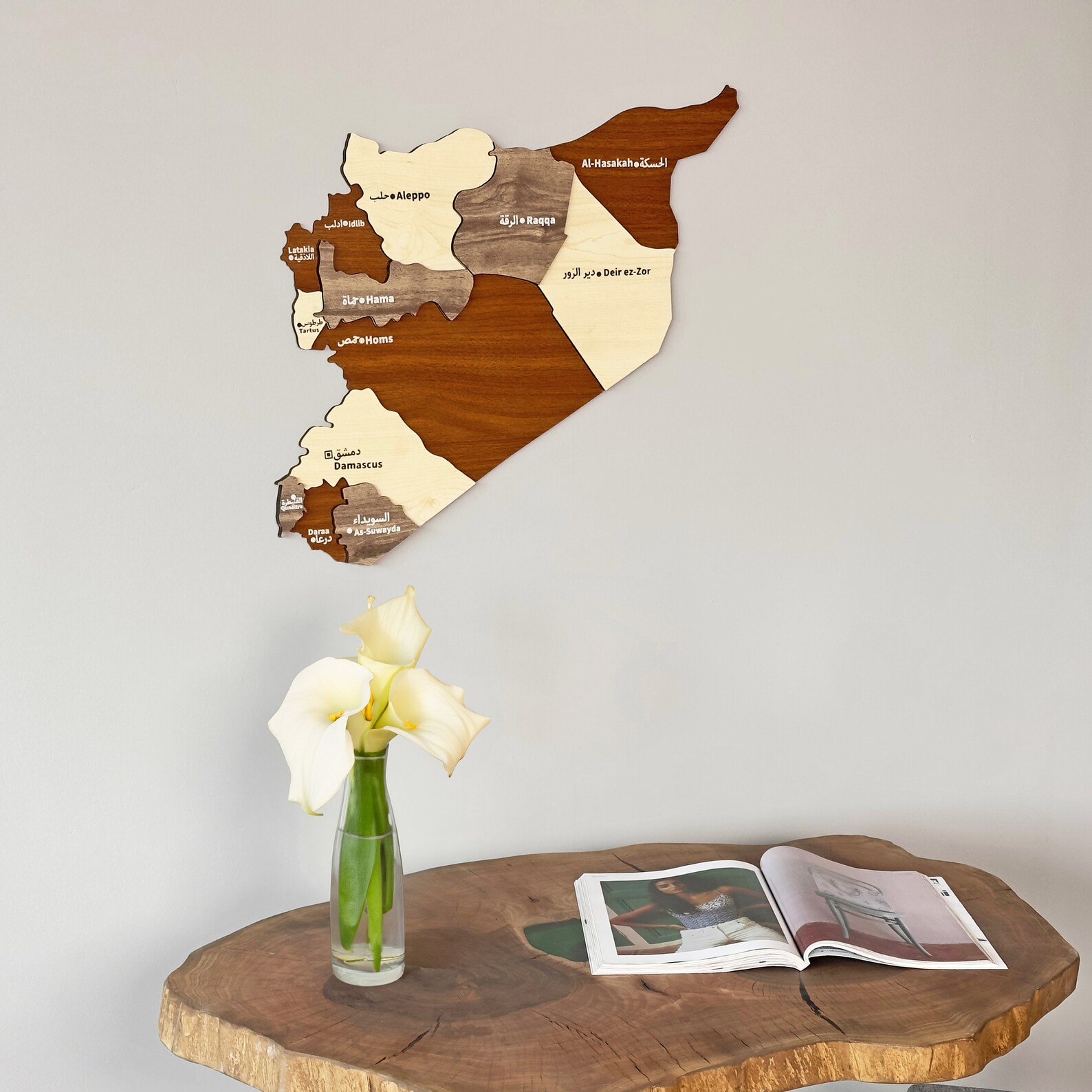 Wooden Syria Map Wall Art With Pins Damascus Souvenir Syrian Map 3D ...