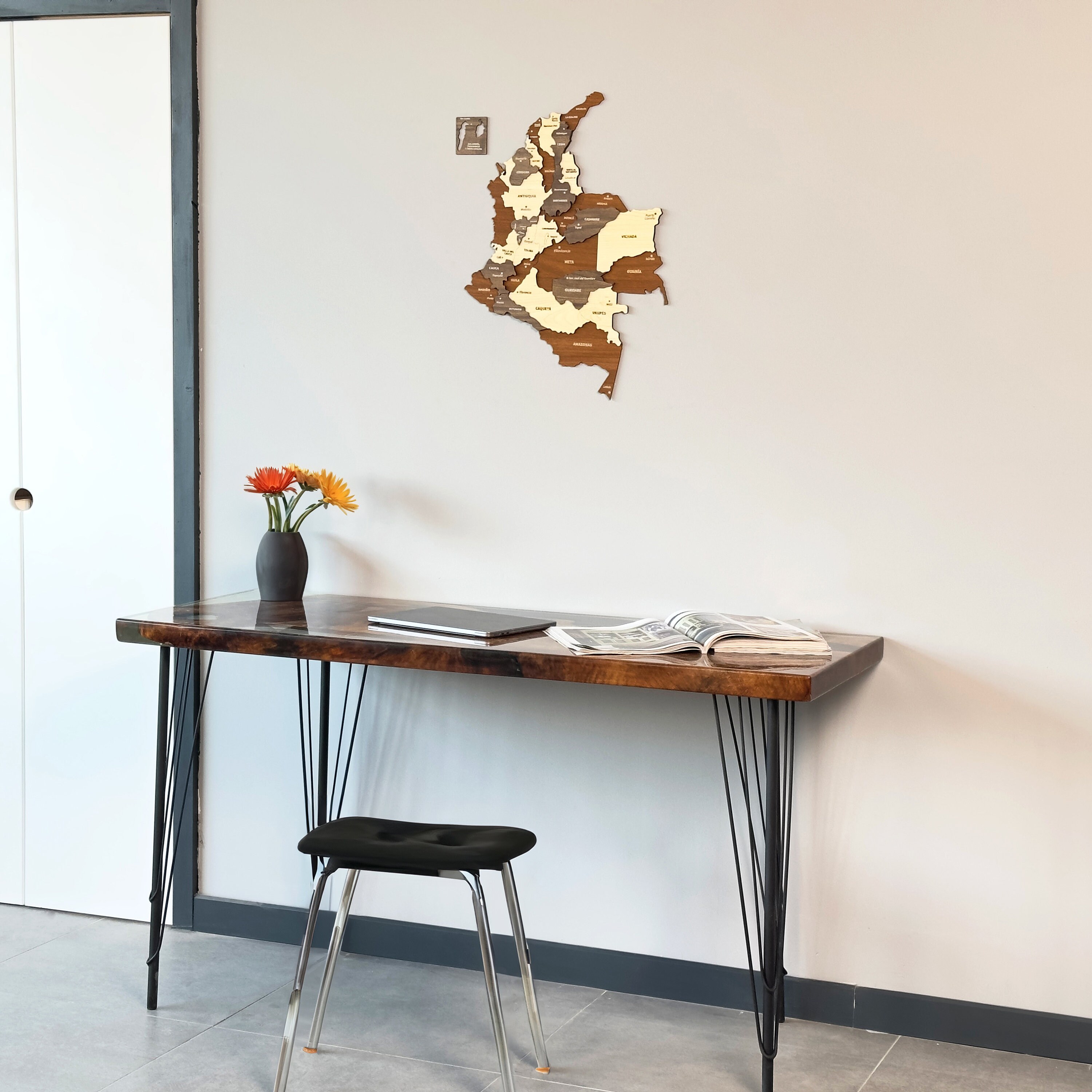 Wooden Colombia Map Wall Art With Pins Bogota Travel Souvenir 3D Home ...