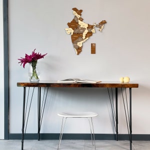 Wooden India Map Wall Art With Pins New Delhi Travel Souvenir 3D Home ...
