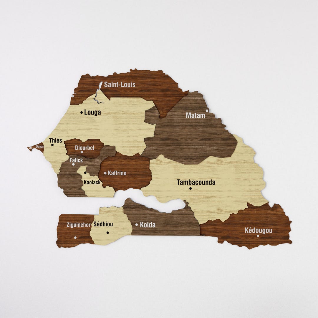 Wooden Map of Senegal Wall Art Dakar Wall Decoration for Living Room ...