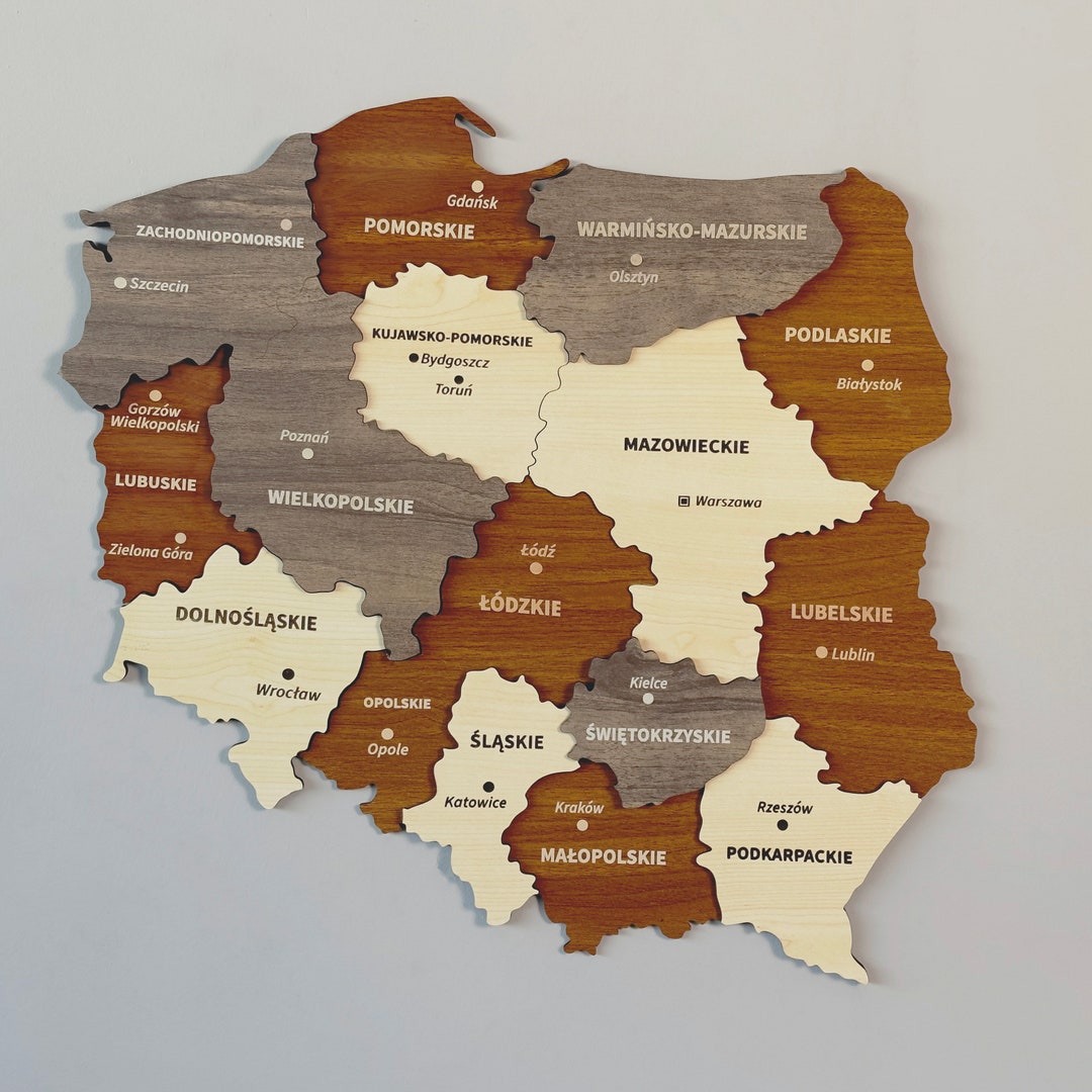 Wooden Poland Map Wall Art With Pins Warsaw Travel Souvenir 3D Home ...