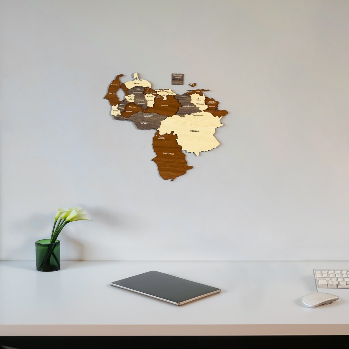 Wooden Venezuela Map Wall Art With Pins Caracas Travel Souvenir 3D Home ...