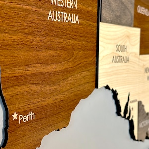 Wooden Australia Map Wall Art With Pins Sydney Travel Souvenir 3D Home ...