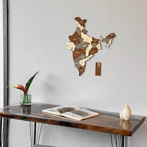Wooden India Map Wall Art With Pins New Delhi Travel Souvenir 3D Home ...