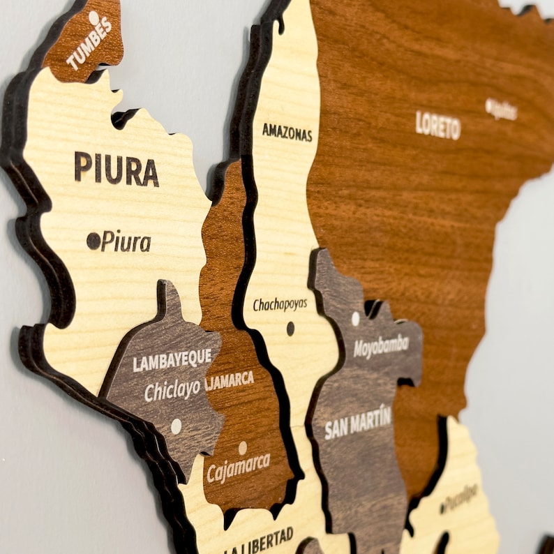 Wooden Peru Map Wall Art With Pins Lima Travel Souvenir 3D Home Office ...