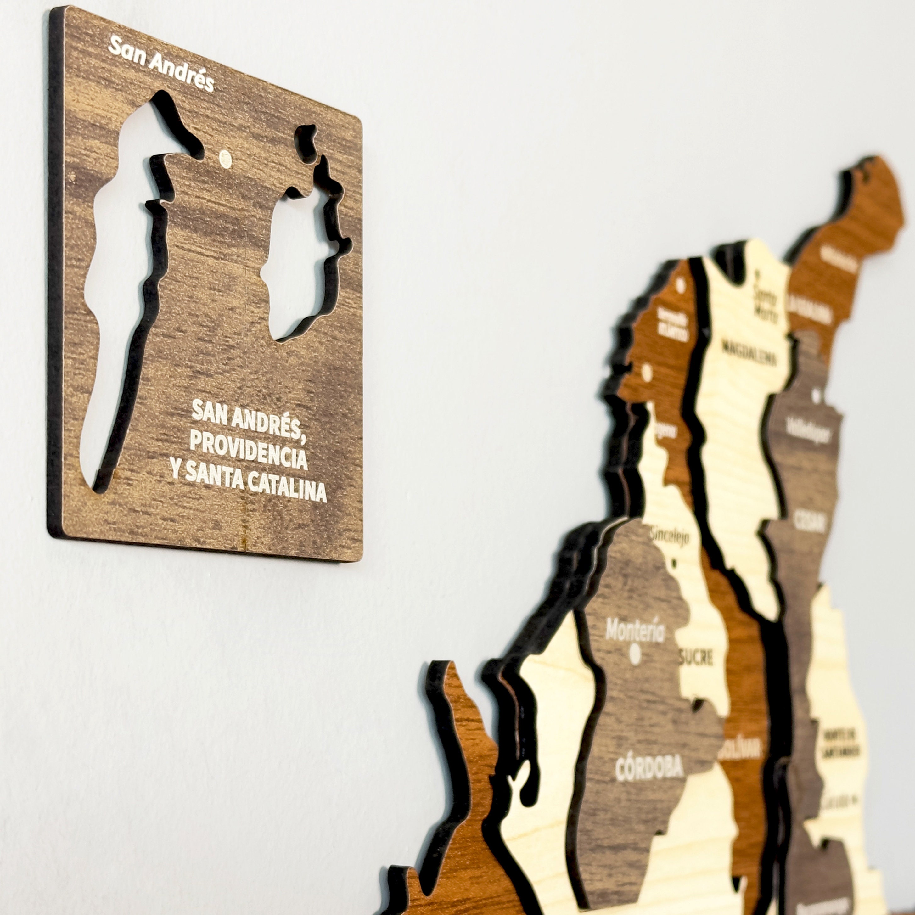 Wooden Colombia Map Wall Art With Pins Bogota Travel Souvenir 3D Home ...