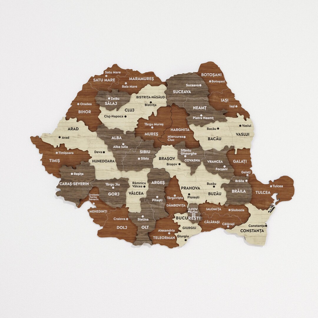 Wooden Romania Country Map Wall Art Home Office Wall Decoration ...