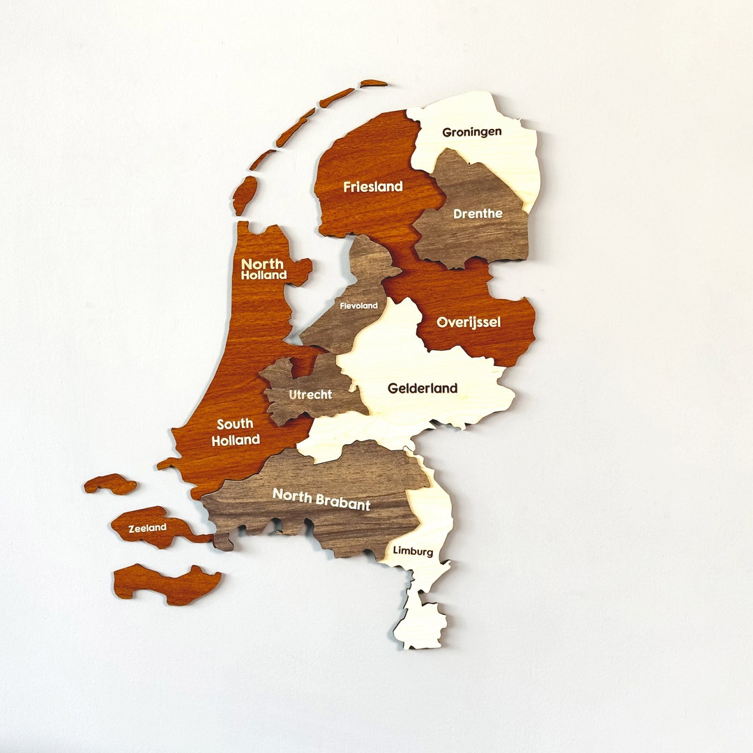 Wooden Nederland Map Wall Art With Pins Amsterdam Travel Souvenir 3D ...