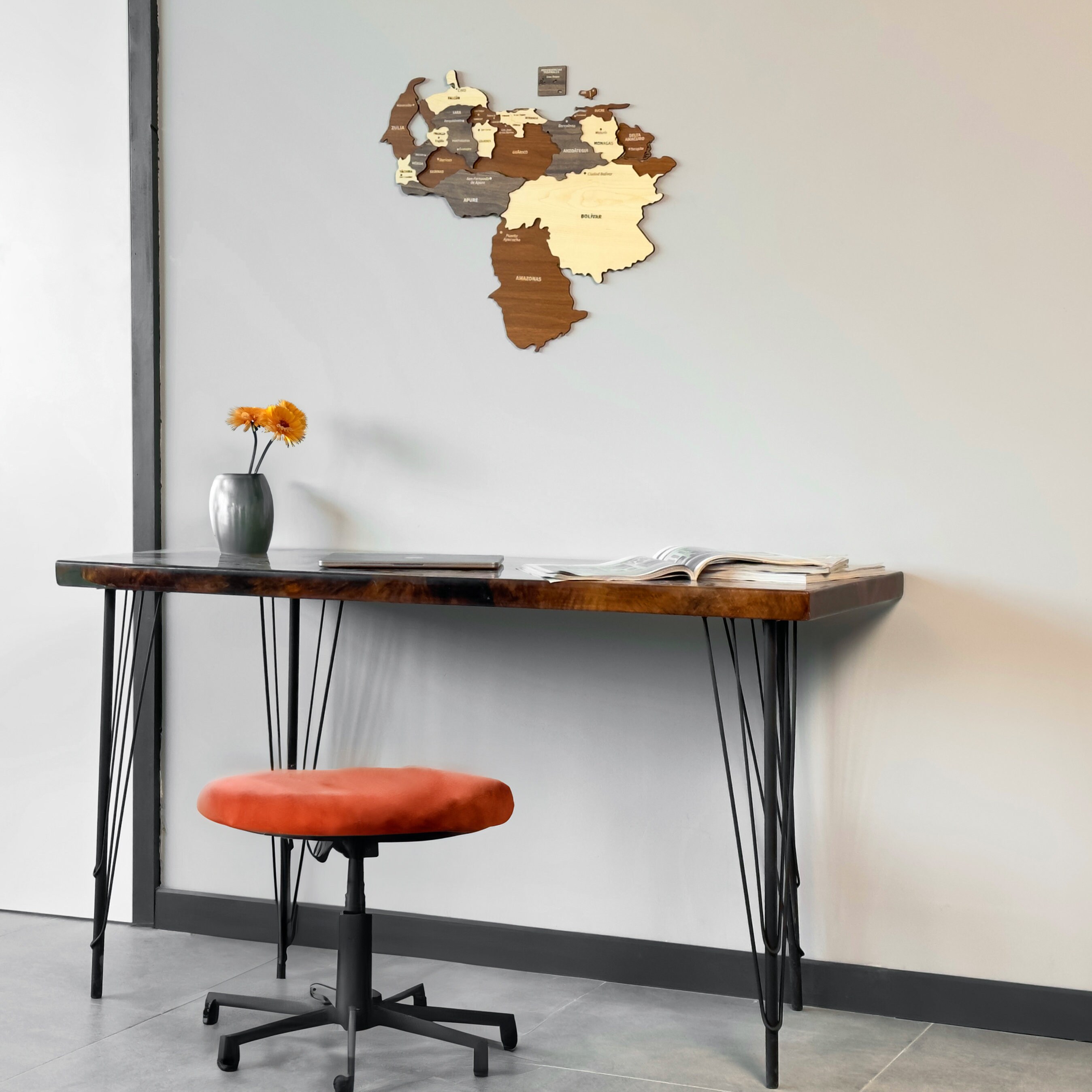 Wooden Venezuela Map Wall Art With Pins Caracas Travel Souvenir 3D Home ...