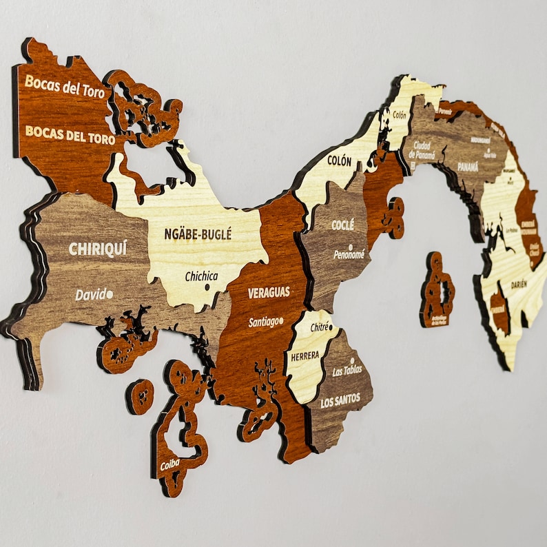 Wooden Panama Map Wall Art With Pins Central America Travel Souvenir 3D ...