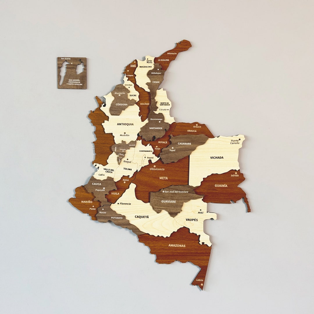 Wooden Colombia Map Wall Art With Pins Bogota Travel Souvenir 3D Home ...
