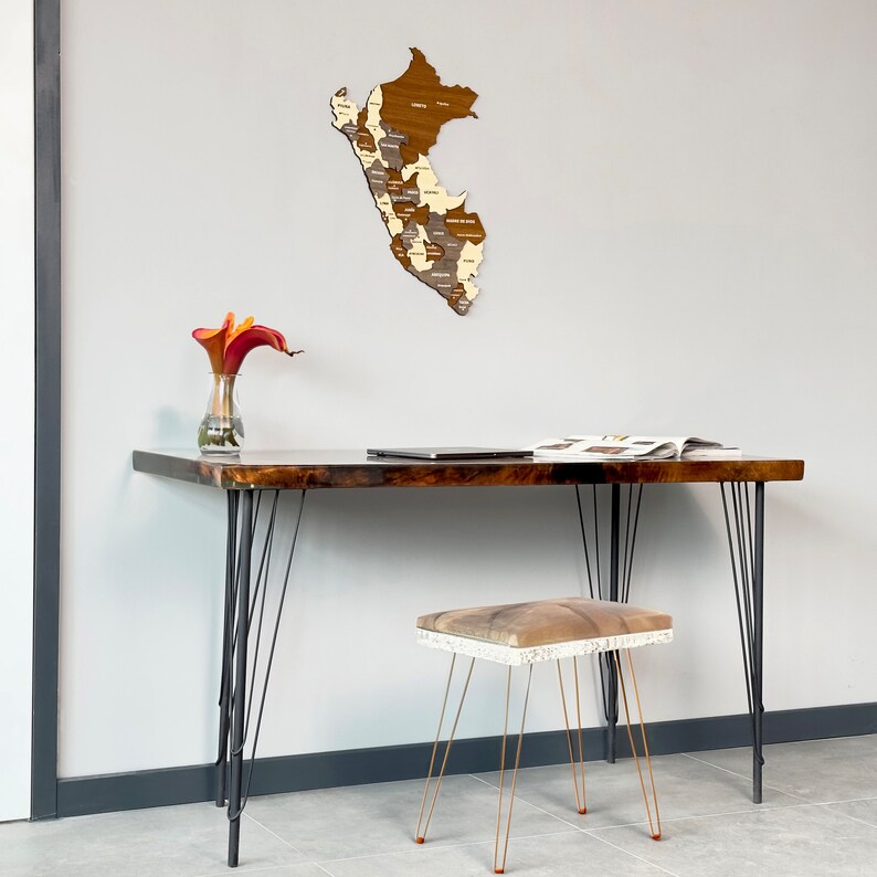 Wooden Peru Map Wall Art With Pins Lima Travel Souvenir 3D Home Office ...