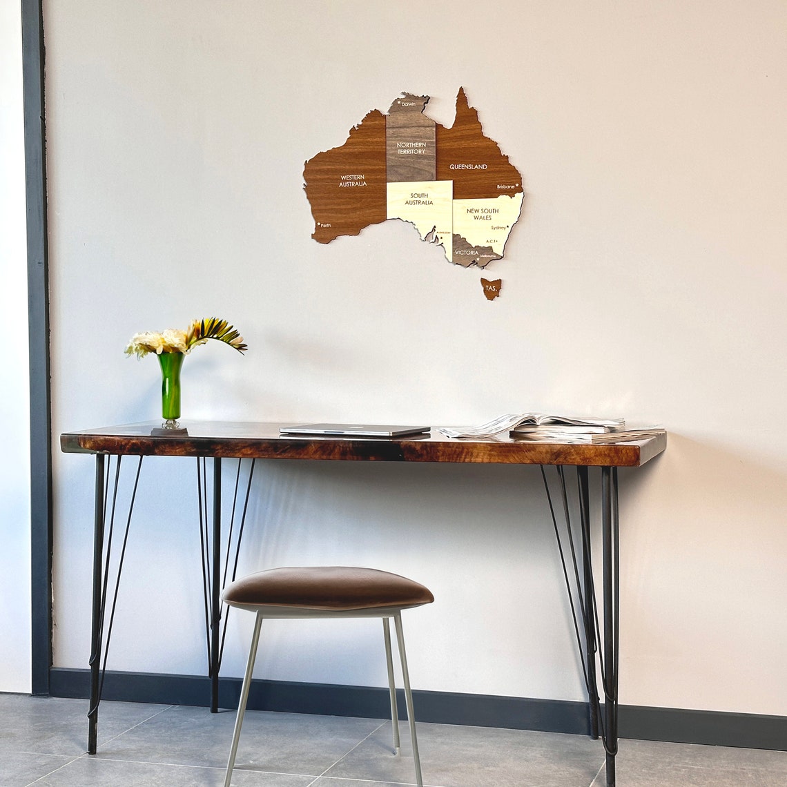 Wooden Australia Map Wall Art With Pins Sydney Travel Souvenir 3D Home ...