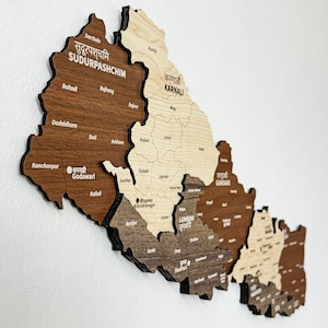 Wooden Nepal Map Wall Art With Pins Kathmandu Travel Souvenir 3D Home ...
