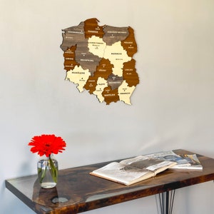 Wooden Poland Map Wall Art With Pins Warsaw Travel Souvenir 3D Home ...