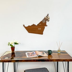 Wooden United Arab Emirates Map Wall Art With Dubai Travel Souvenir 3D ...