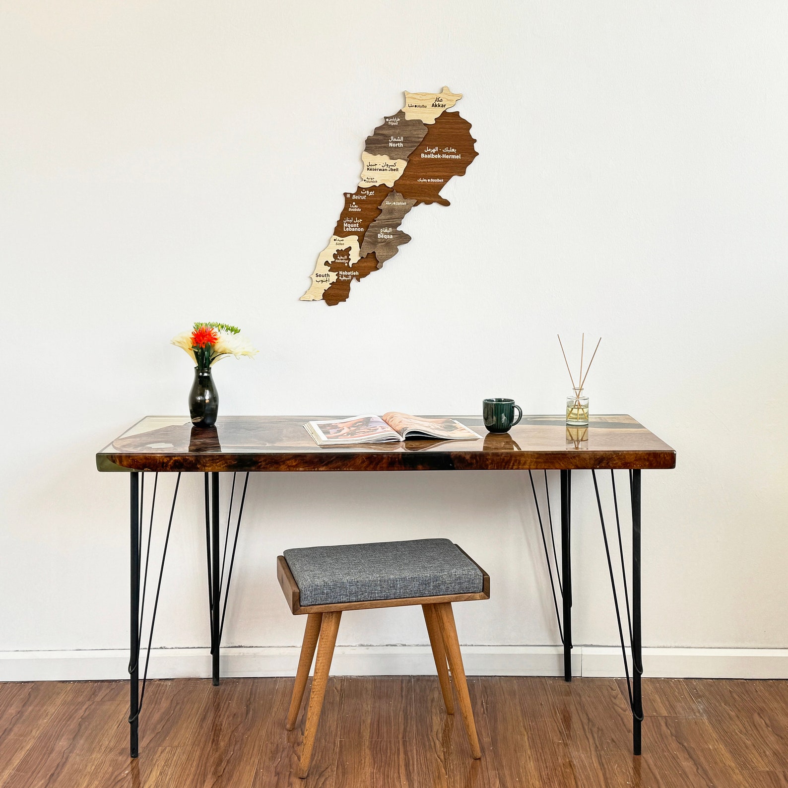 Wooden Lebanon Map Wall Art With Pins Beirut Travel Souvenir 3D Home ...