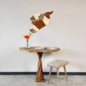 Wooden Syria Map Wall Art With Pins Damascus Souvenir Syrian Map 3D ...
