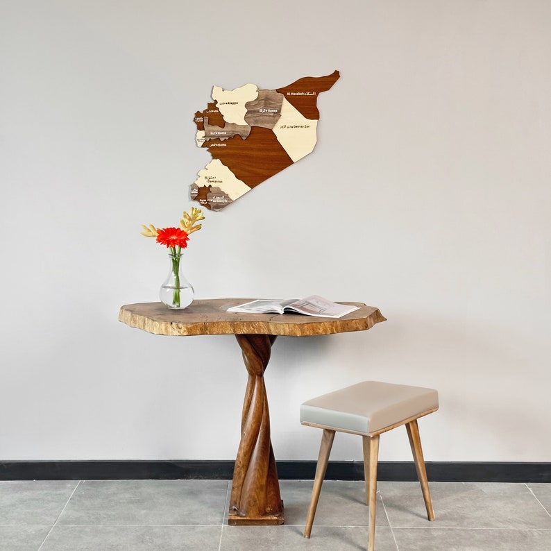 Wooden Syria Map Wall Art With Pins Damascus Souvenir Syrian Map 3D ...
