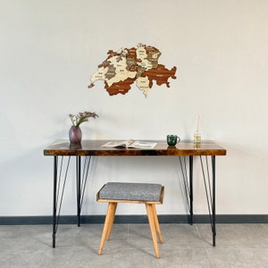Wooden Switzerland Map Wall Art With Pins Swiss Travel Souvenir 3D Home ...