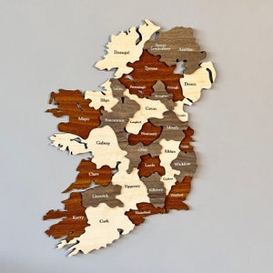 Wooden Ireland Map Wall Art With Pins Dublin Travel Souvenir 3D Home ...