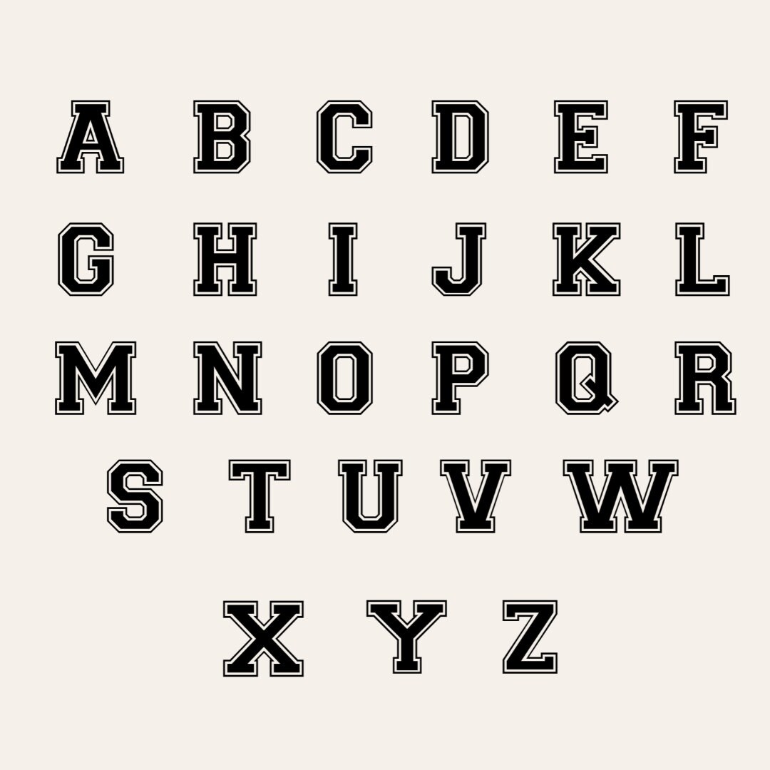 Varsity Font Alphabets SVG, Letter Alphabet and Number Clipart, Letter ...