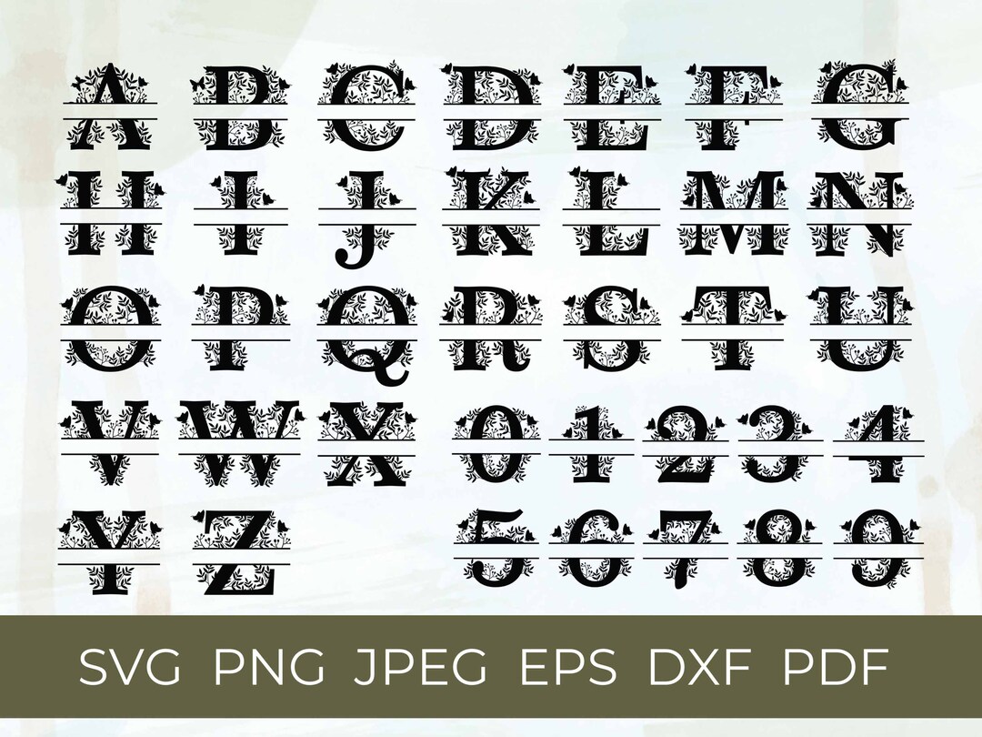 Floral Split Letters Monogram Svg/png ,fancy Alphabet Svg, Floral ...