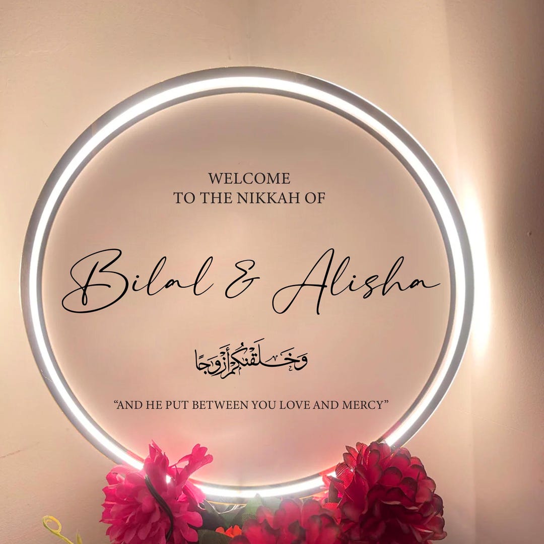 Round Backlit Sign Acrylic Wedding Welcome Sign, Acrylic Welcome Nikah ...
