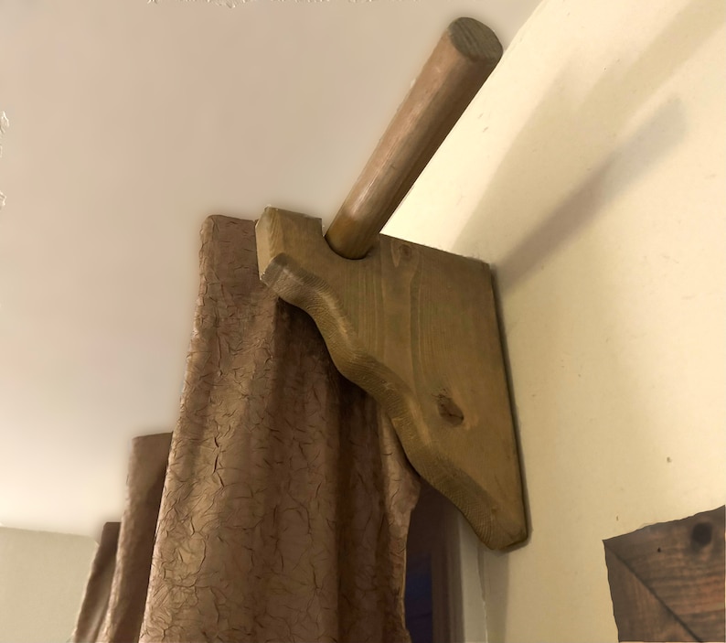 Pair of Solid Wood Curtain Rod Brackets Without Screwholes - Etsy