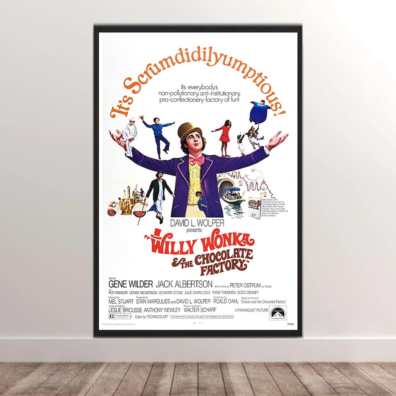 Willy Wonka & the Chocolate Factory Movie Poster Classic Film Poster ...
