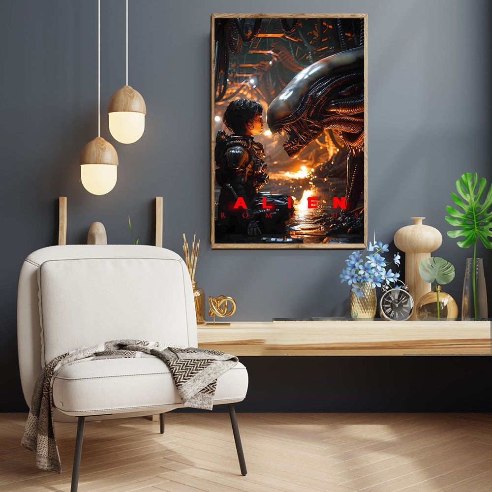 Alien Romulus 2024 Movie Poster Classic Sci-fic Film Poster Wall Art ...